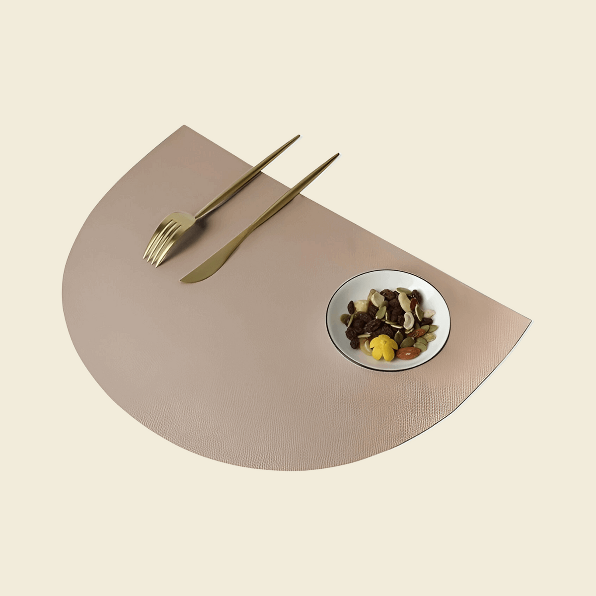 UnRoll Semi-Circle Waterproof Vegan Leather Place Mat - Beige – Maison ...