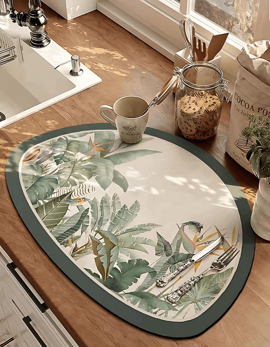 Evergreen Oasis Dish Drying Mat | Stylish & Elegant | 11.81*15.75 ...