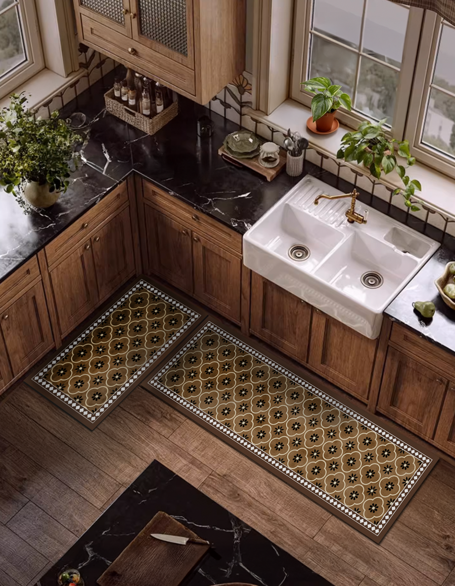 Classic Quatrefoil Kitchen Mat – Brown Vintage French Style for Your ...