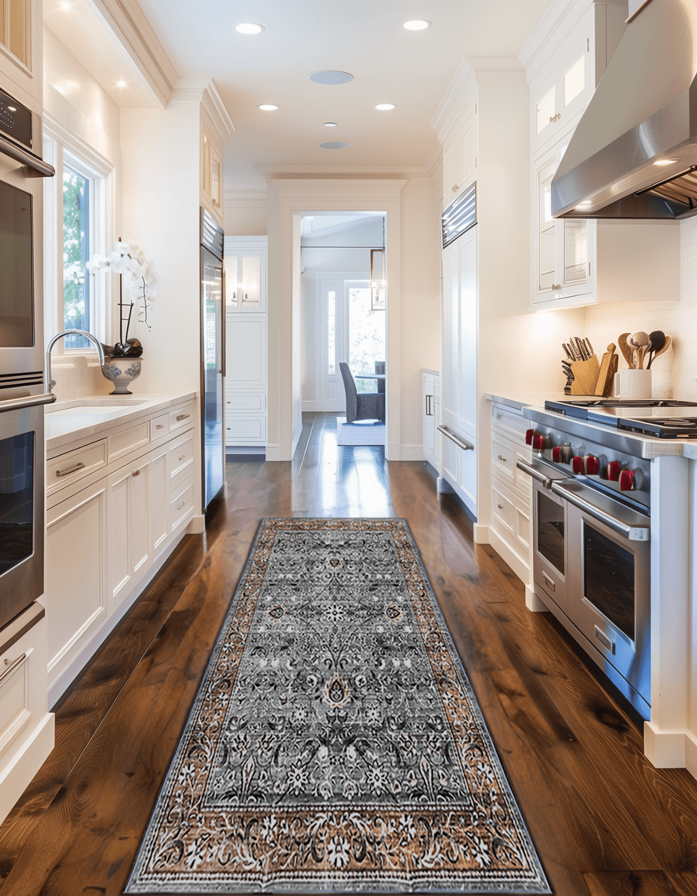 Boho Royal Blue Kitchen Runner | Machine Washable Bohemian Rug | 2.6*6 ...
