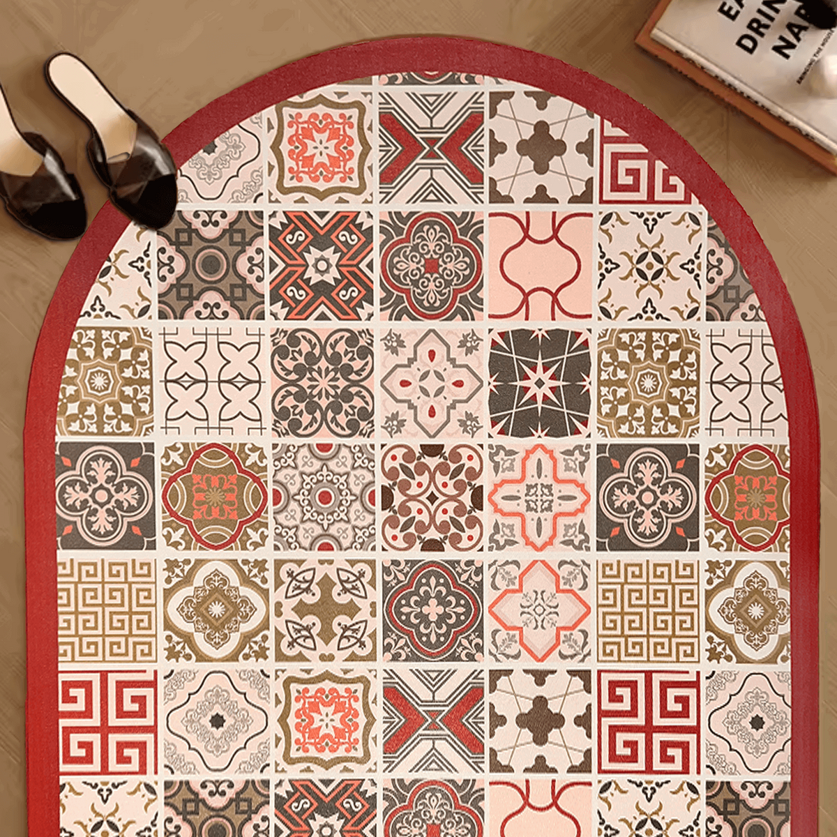 Mexican Tile Door Mat l Terracotta & Green Indoor Welcome Mat | 40*47 ...
