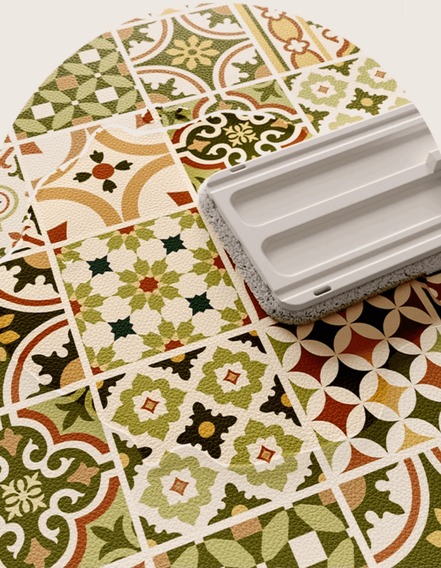 Mexican Tile Door Mat l Terracotta & Green Indoor Welcome Mat | 40*47 ...